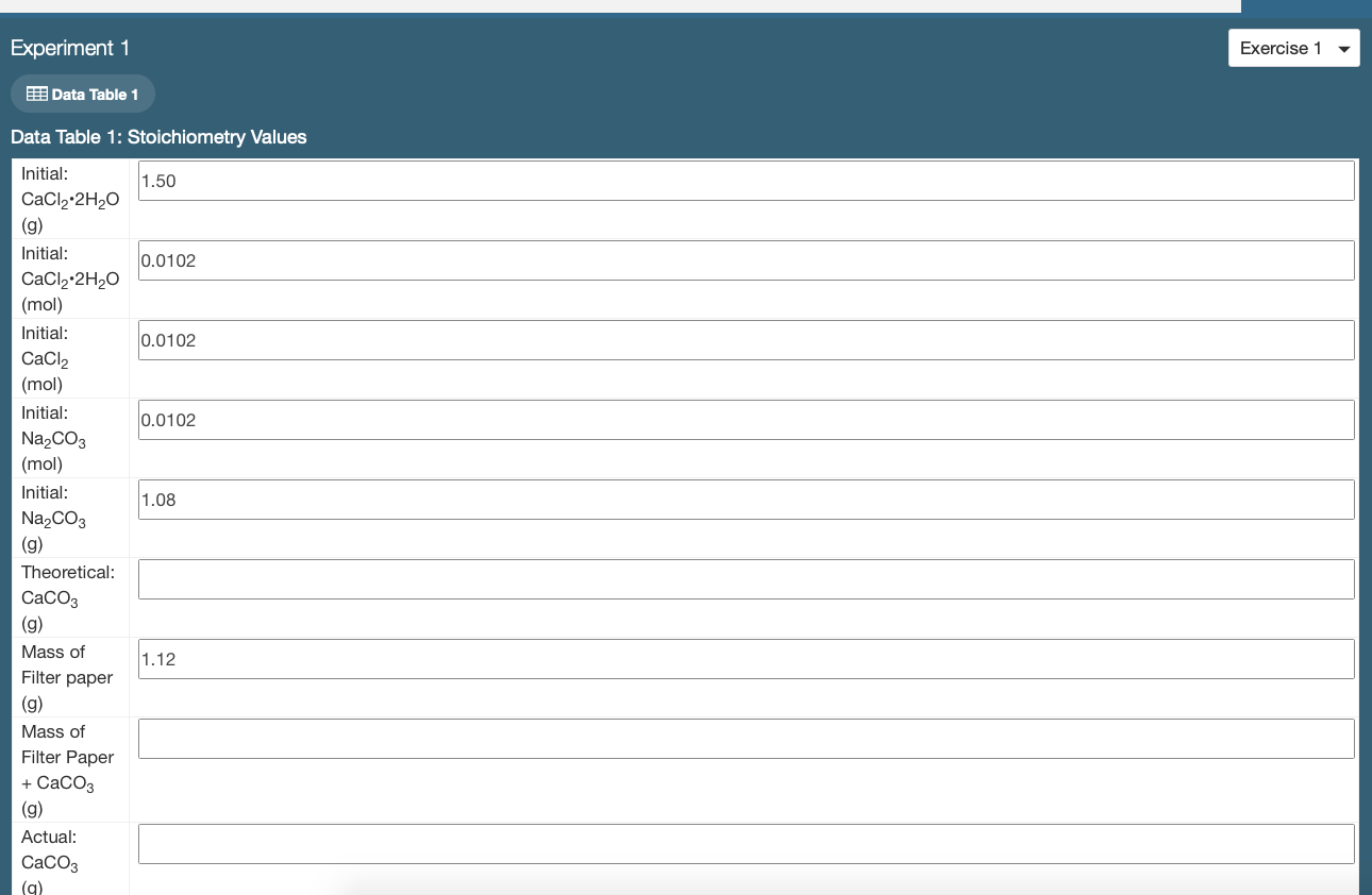 Solved I need to find the theoretical yield of CaCO3. the | Chegg.com