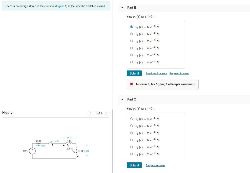 Solved There is no energy stored in the circuit in (Figure | Chegg.com