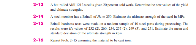 Solved 2-13 2-14 2-15 A hot-rolled AISI 1212 steel is given | Chegg.com