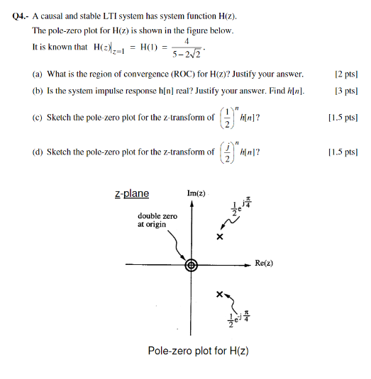 Solved 4 Q4.- A causal and stable LTI system has system | Chegg.com