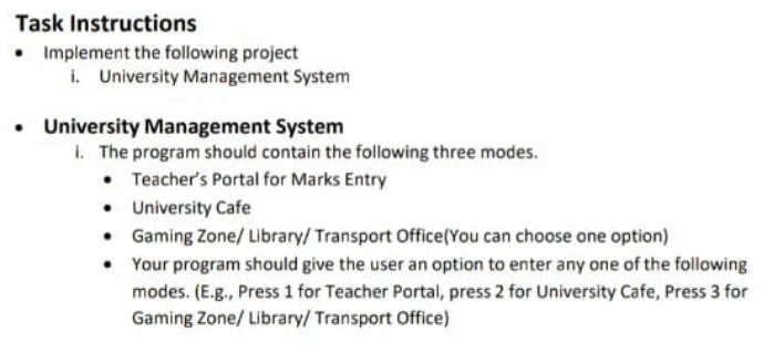Solved Task Instructions • Implement the following project | Chegg.com