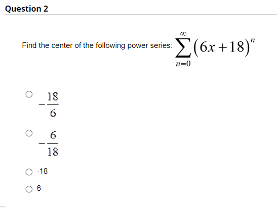 Solved Find the center of the following power series: | Chegg.com
