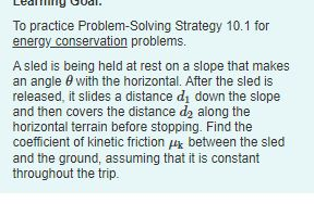 Solved PROBLEM SOLVING STRATEGY 10.1 Energy-conservation | Chegg.com