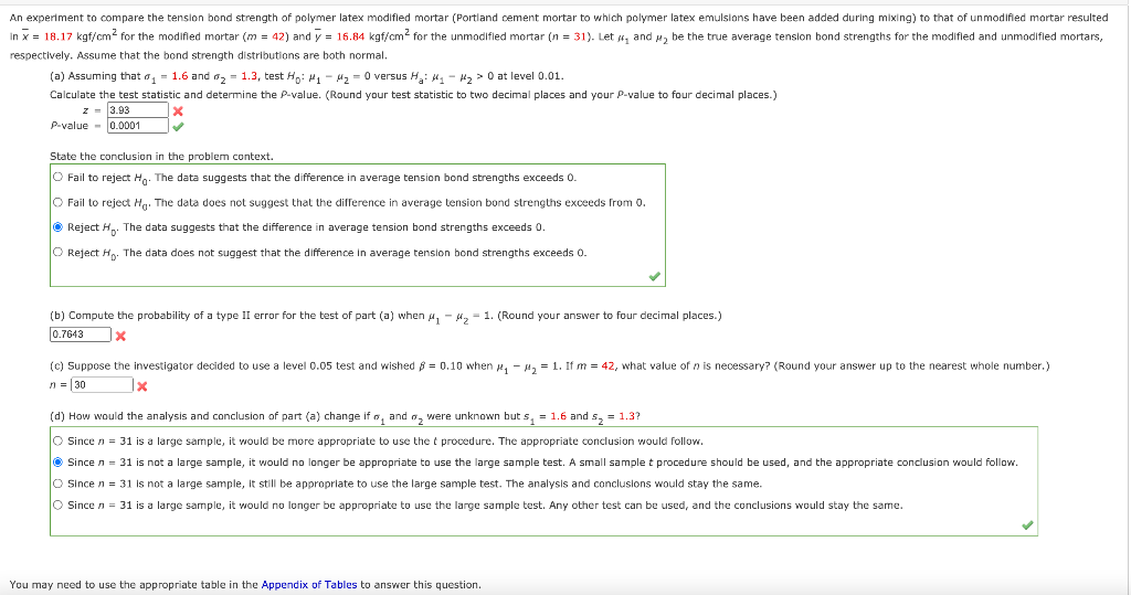Solved An experiment to compare the tension bond strength of | Chegg.com