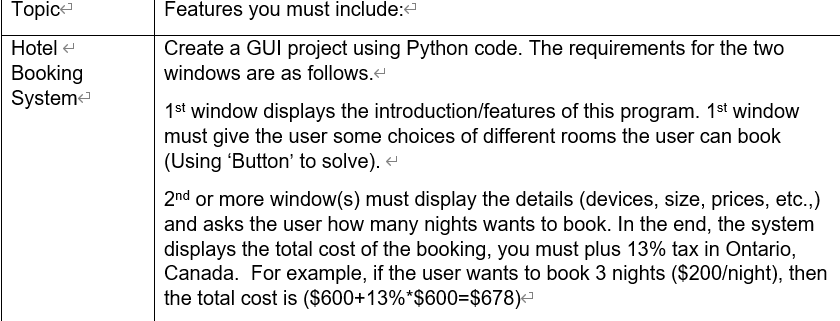 Solved Topic Hotel Booking System Features you must include: | Chegg.com