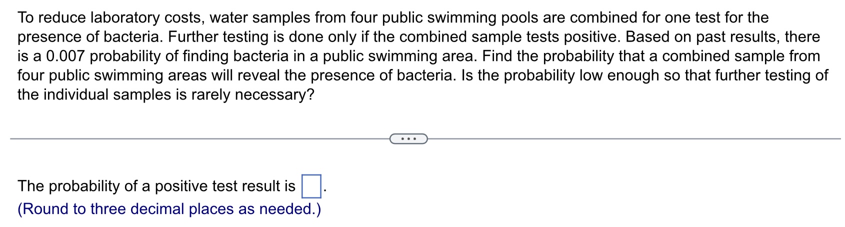 Solved To reduce laboratory costs, water samples from four | Chegg.com