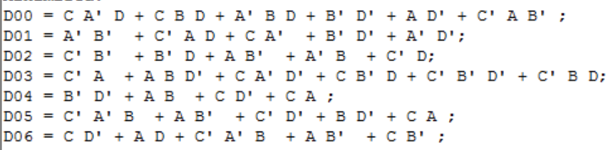 Solved = DOO = CA' D + CBD + A' B D + B'D' + A D' + C' AB'; | Chegg.com
