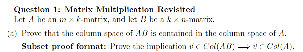 Solved Question 1: Matrix Multiplication Revisited Let A be | Chegg.com