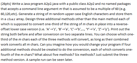 Solved 26pts Write A Java Program A2p2 Java With A Public Chegg