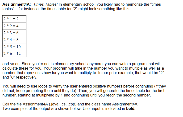 Solved = Sample Output #1: [Times Table Generator] Enter | Chegg.com