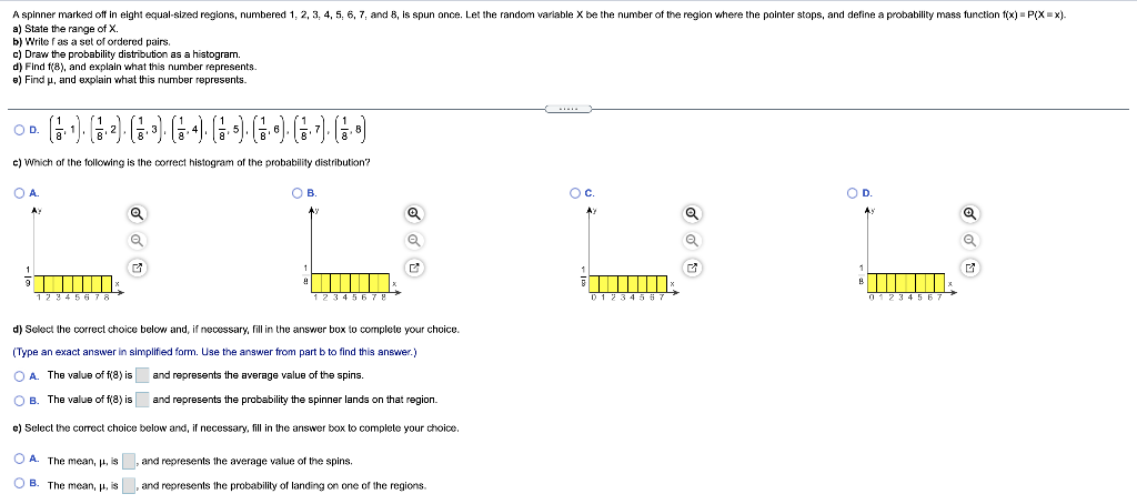 Solved A spinner marked off in eight equal-sized regions, | Chegg.com