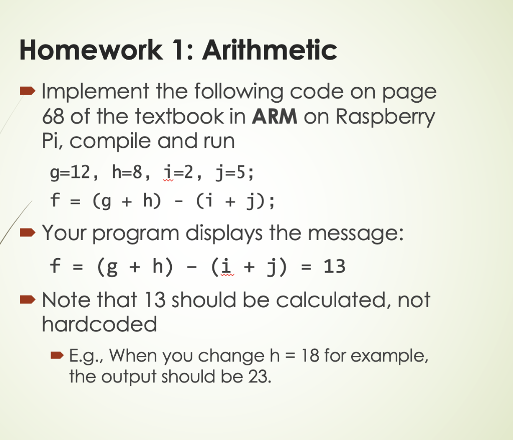 Give actual running arm code pls not just the | Chegg.com