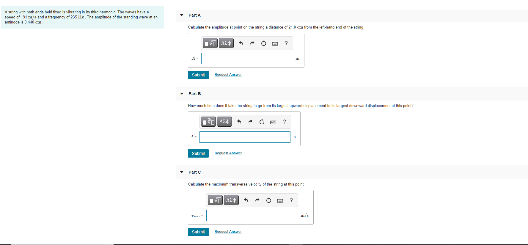 Solved A string with both ends held fixed is vibrating in | Chegg.com