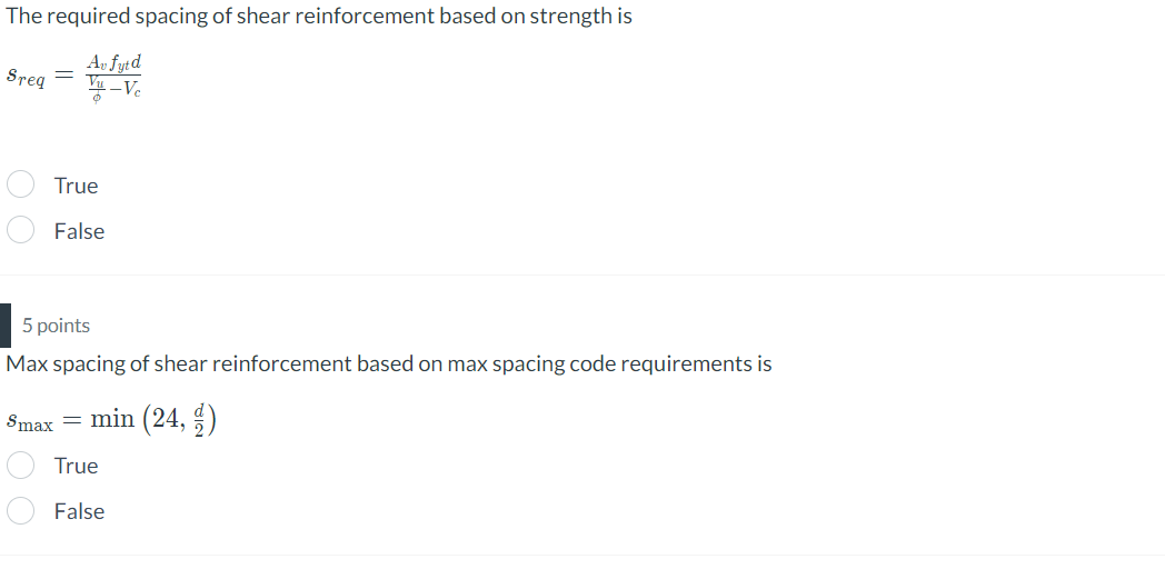 Solved The required spacing of shear reinforcement based on | Chegg.com
