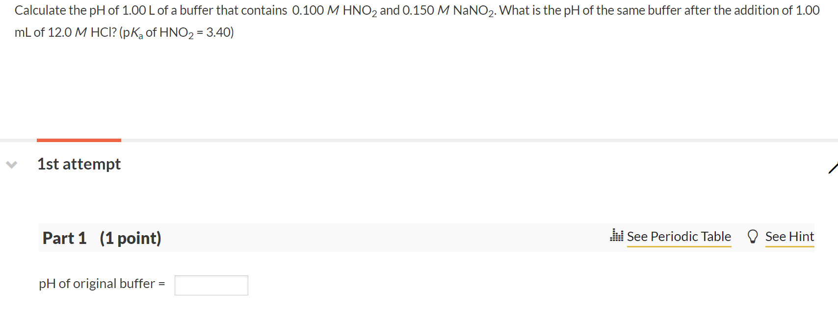 Solved Calculate the pH ﻿of 1.00L ﻿of a buffer that contains | Chegg.com