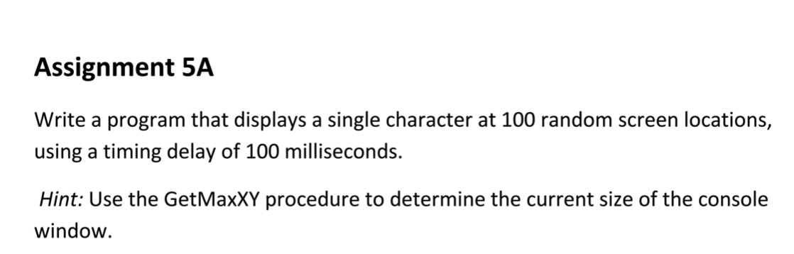 Assignment 5A Write a program that displays a single | Chegg.com
