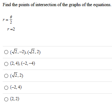 Solved Find the points of intersection of the graphs of the | Chegg.com