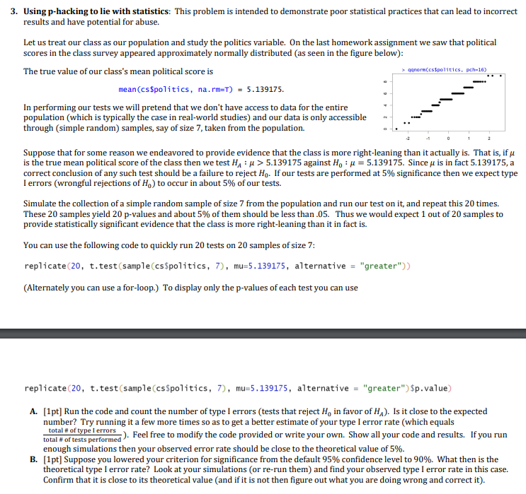 Solved Using p-hacking to lie with statistics: This problem | Chegg.com