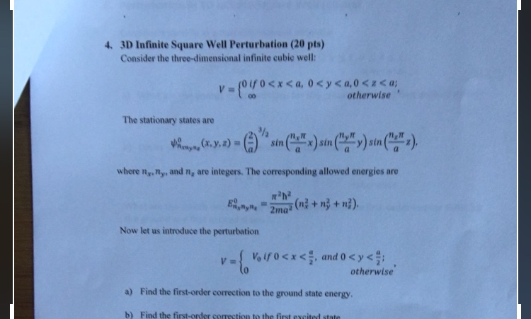 Solved Part b) pleas, Find the first-order correction to the | Chegg.com