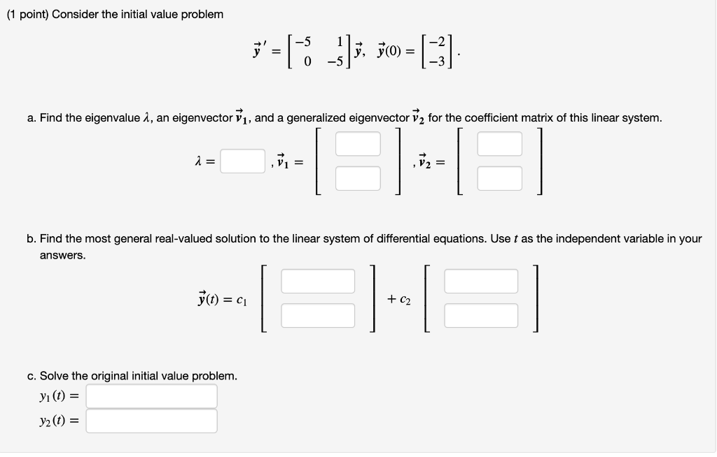 Solved (1 point) Consider the initial value problem 3° = | Chegg.com