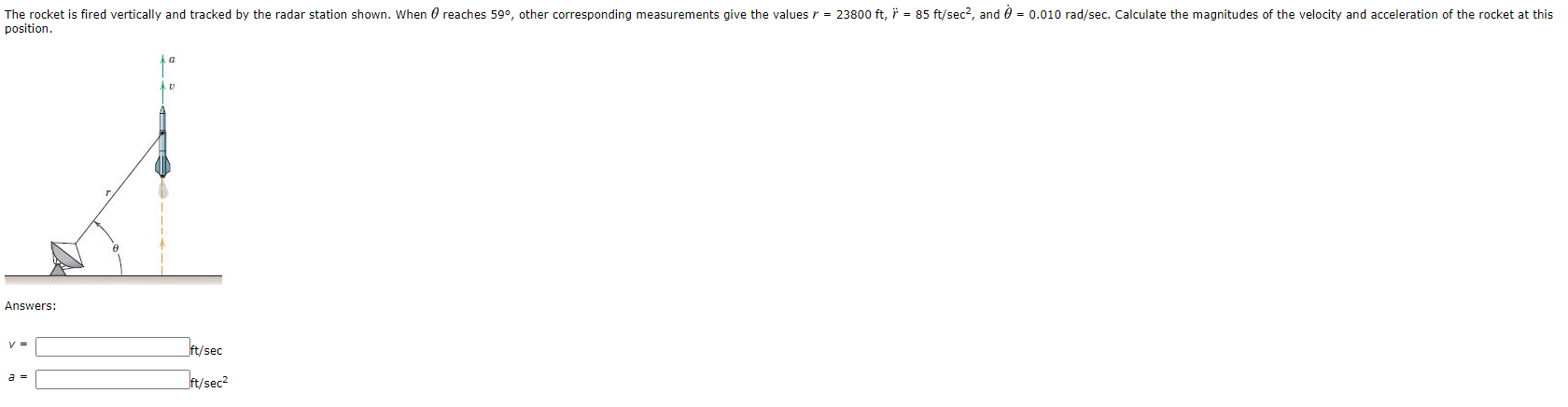 Solved The rocket is fired vertically and tracked by the | Chegg.com