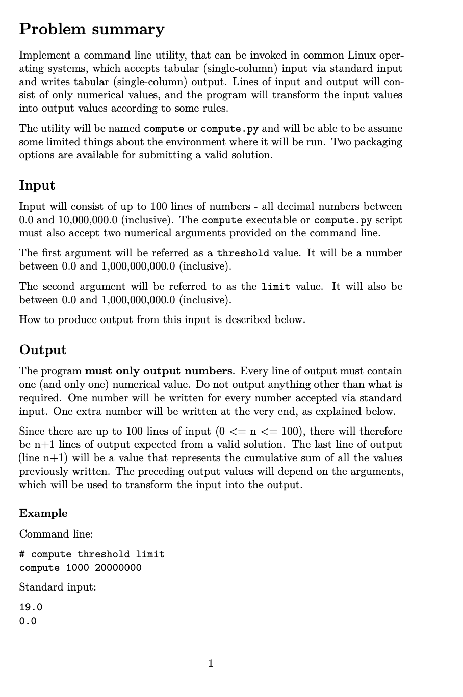 Solved Problem summary Implement a command line utility, | Chegg.com