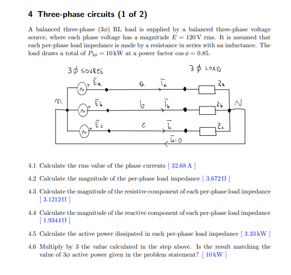 Solved 4 Three-phase circuits (1 of 2) A balanced | Chegg.com
