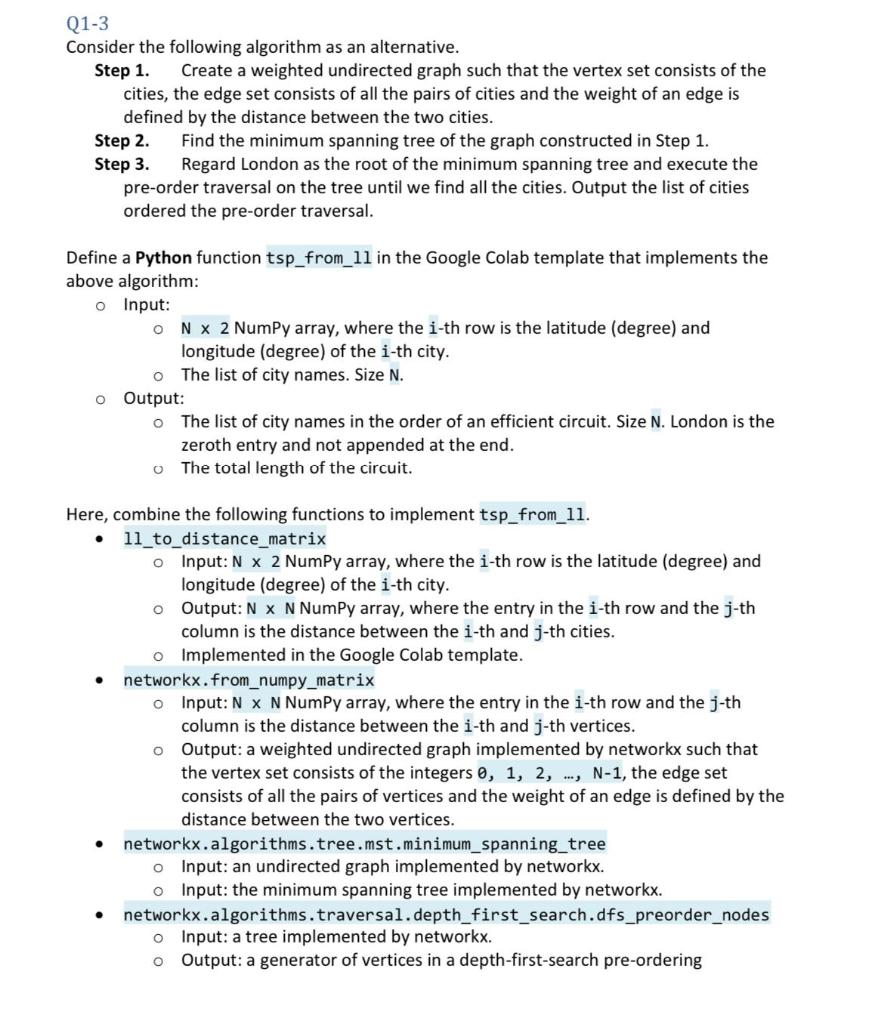 Q1-3 Consider the following algorithm as an | Chegg.com