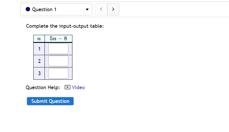 Solved Complete the input-output table: Question Help: | Chegg.com