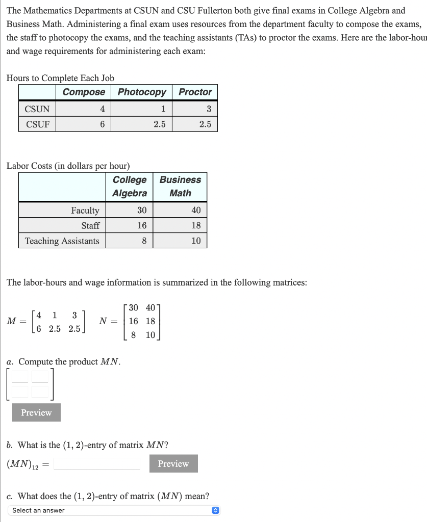 Solved The Mathematics Departments at CSUN and CSU Fullerton | Chegg.com