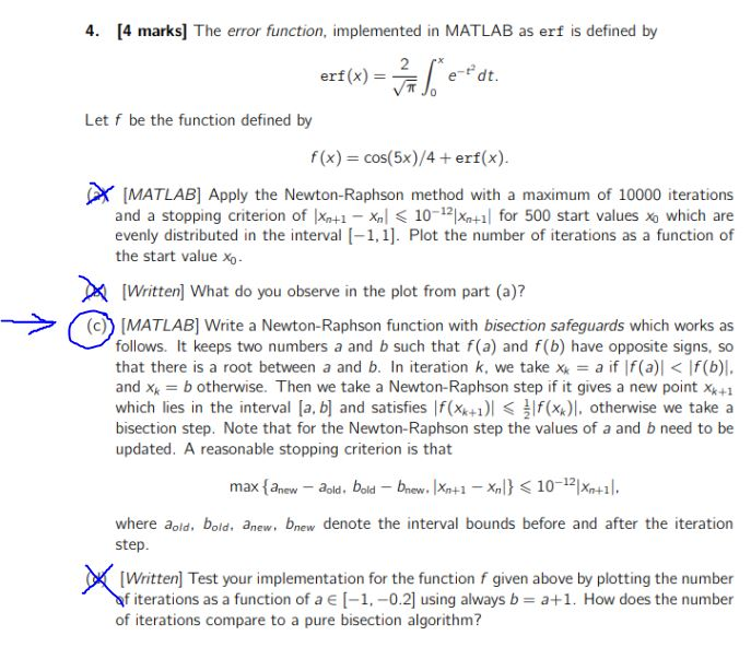 Solved 4. [4 marks] The error function, implemented in | Chegg.com