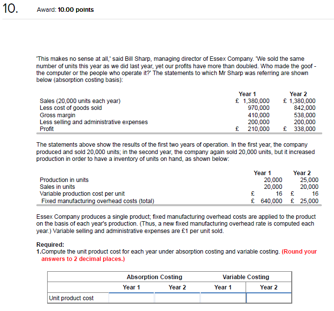 Solved 'This makes no sense at all,' said Bill Sharp, | Chegg.com