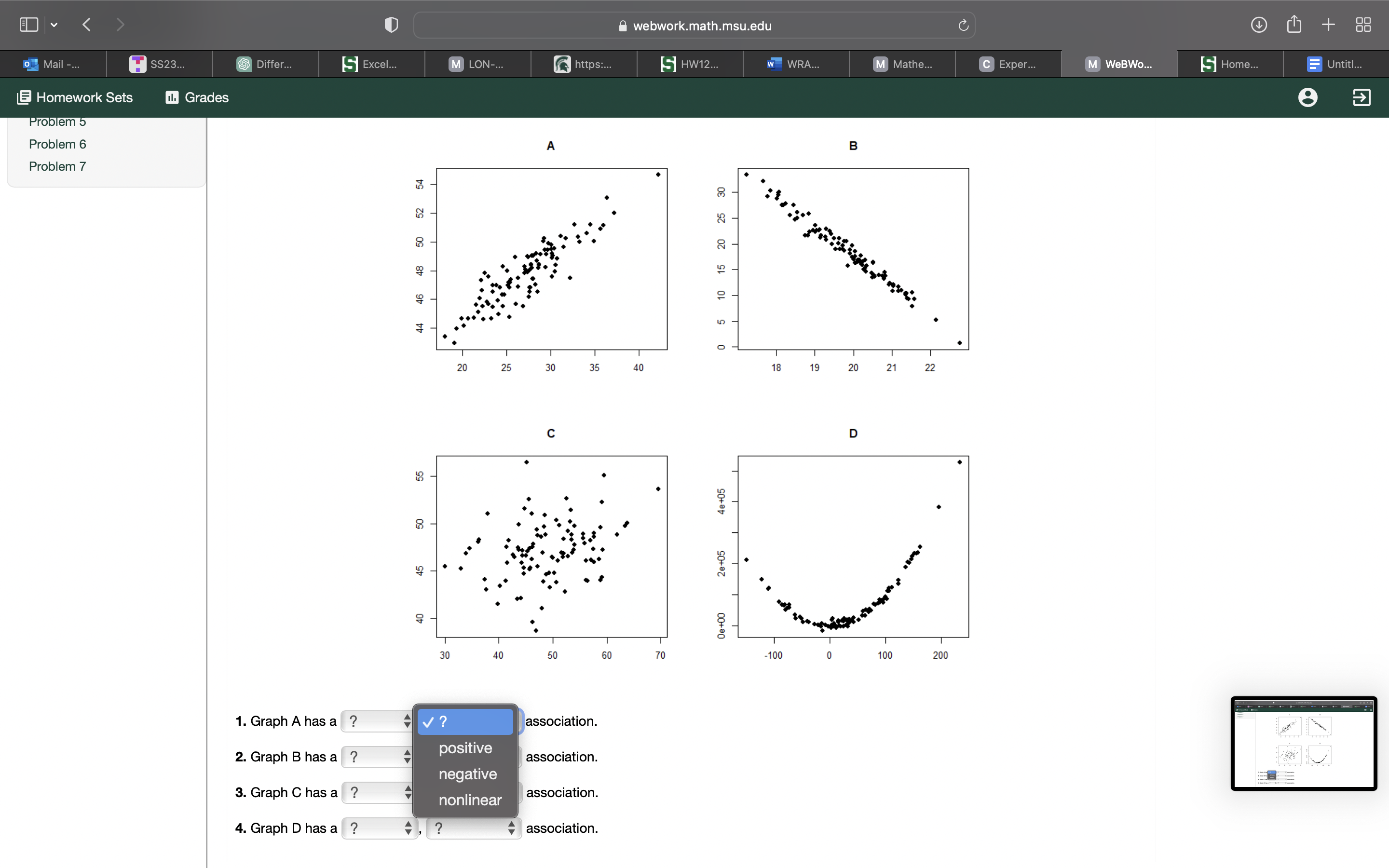 Solved 1. Graph A has association. 2. Graph B has | Chegg.com