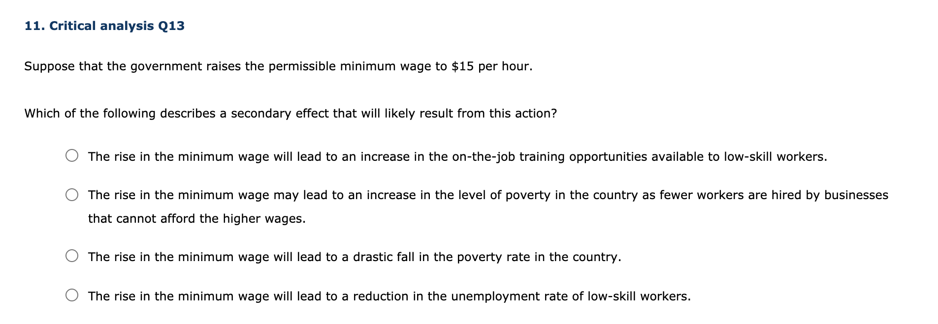 Solved 11. Critical analysis Q13 Suppose that the government | Chegg.com