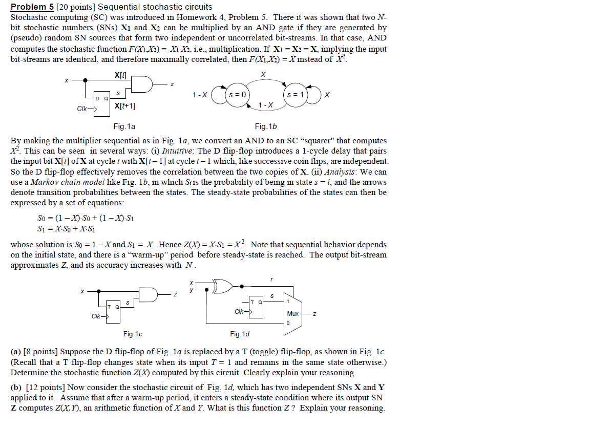 Problem 5 [20 points] Sequential stochastic circuits | Chegg.com