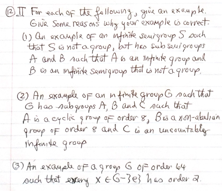 Solved ② II For each of the following give an example. Give | Chegg.com
