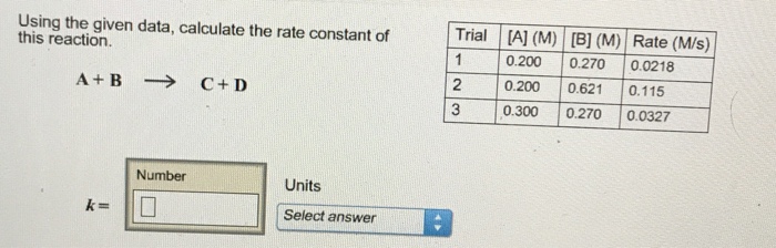 Solved Trial [B] (M) Rate (M/s) Using the given data, | Chegg.com
