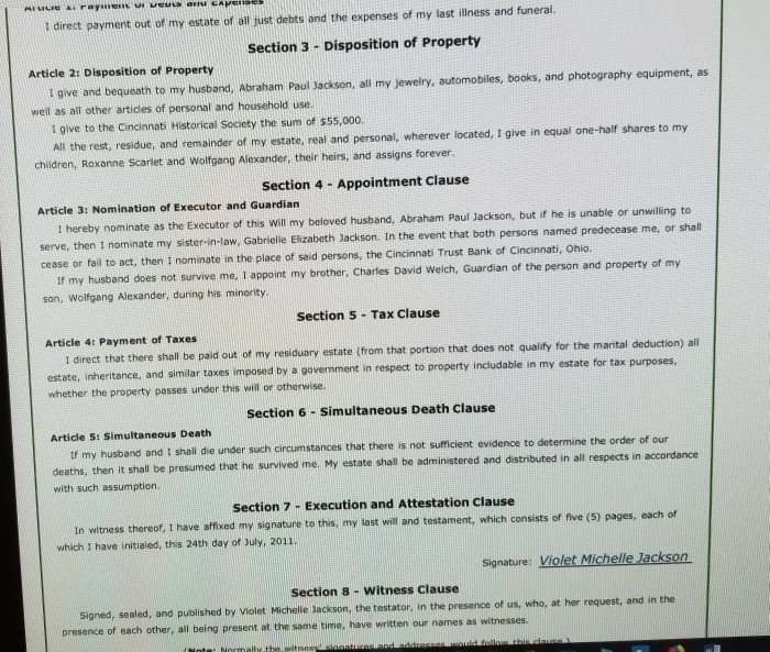 Solved 3. Preparing a will Common features of a will Aa Aa A | Chegg.com