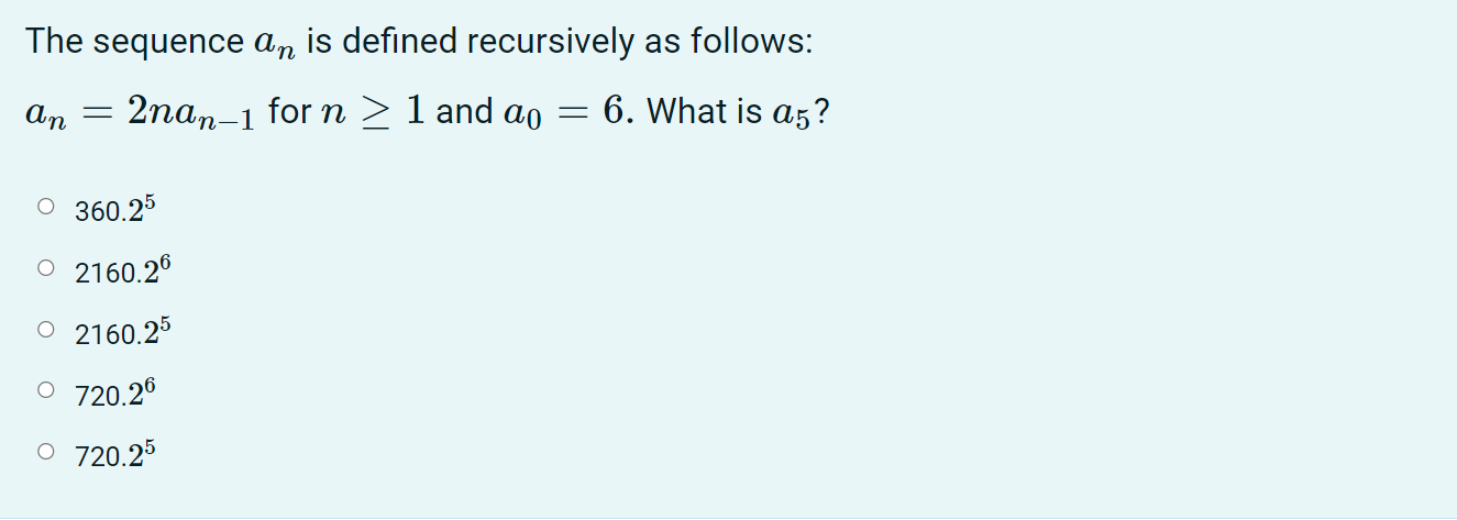 Solved The sequence an is defined recursively as follows: An | Chegg.com