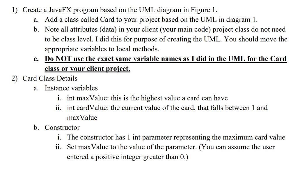 1) Create a JavaFX program based on the UML diagram | Chegg.com