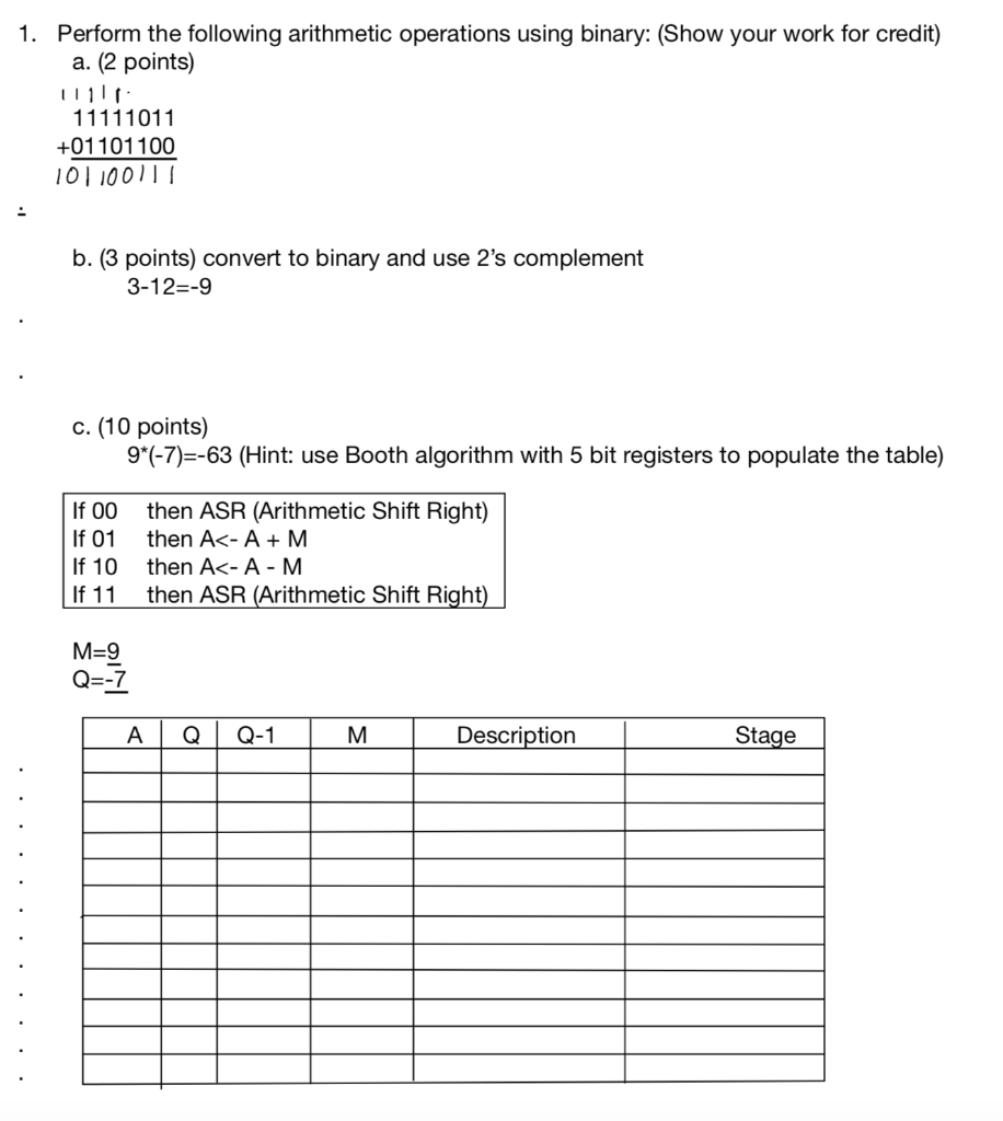 Solved 1. Perform the following arithmetic operations using | Chegg.com