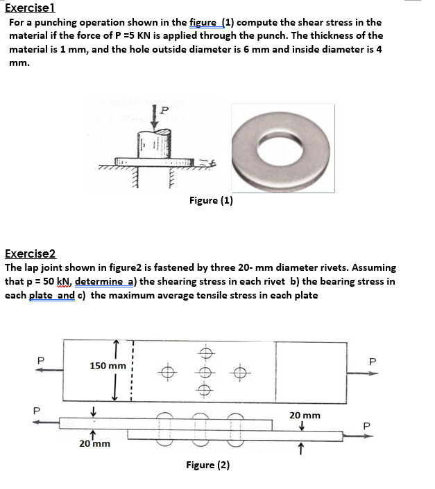 Solved Exercisel For a punching operation shown in the | Chegg.com
