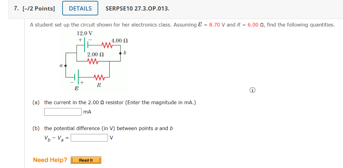 Solved 7. [-12 Points] DETAILS SERPSE10 27.3.OP.013. A | Chegg.com