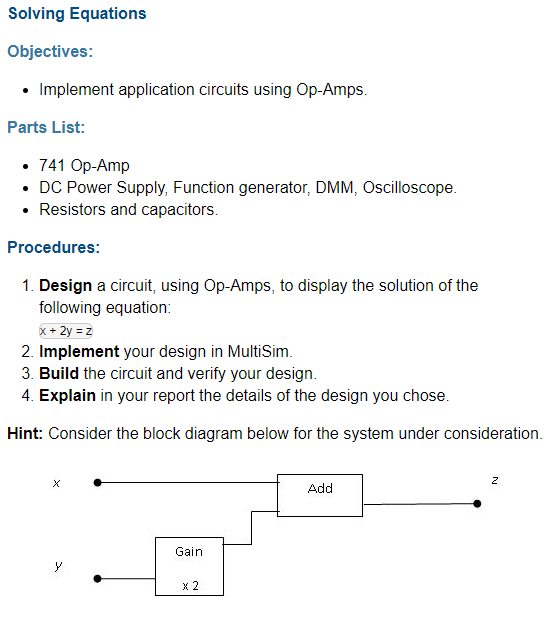 Solved Solving Equations Objectives • Implement Application 7327