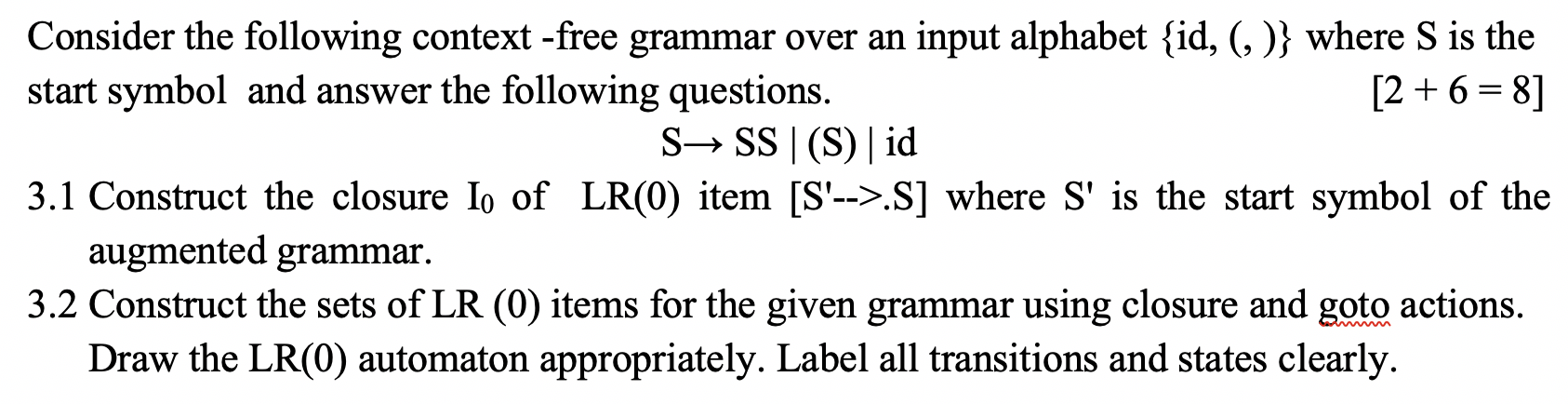 Solved Consider the following context -free grammar over an | Chegg.com