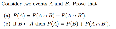 Solved Consider two events A and B. Prove that (a) | Chegg.com