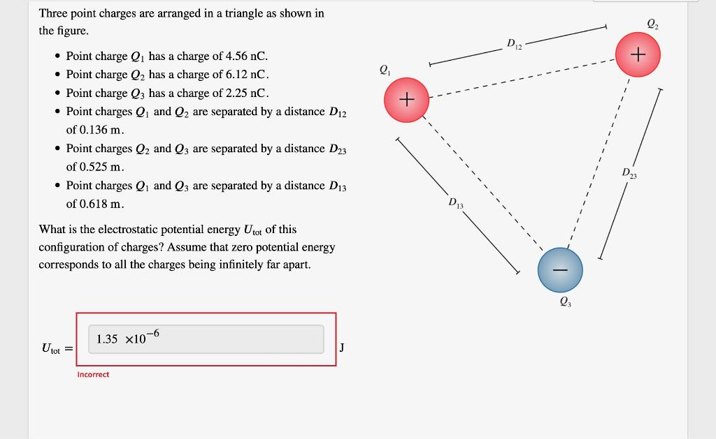 Solved Q2 + + Three point charges are arranged in a triangle | Chegg.com