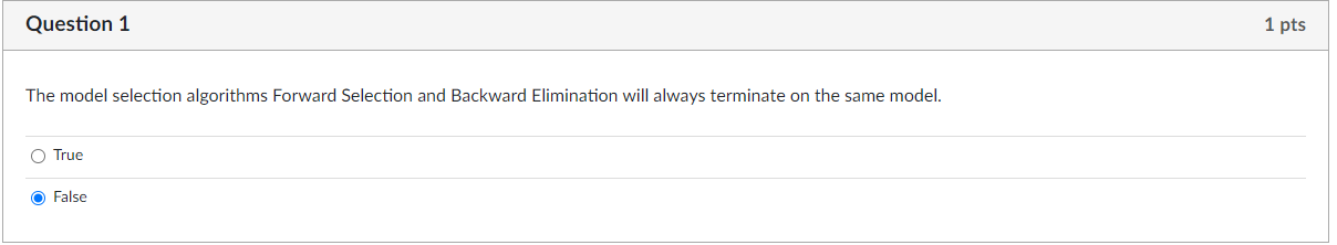 Solved Question 1The model selection algorithms Forward | Chegg.com