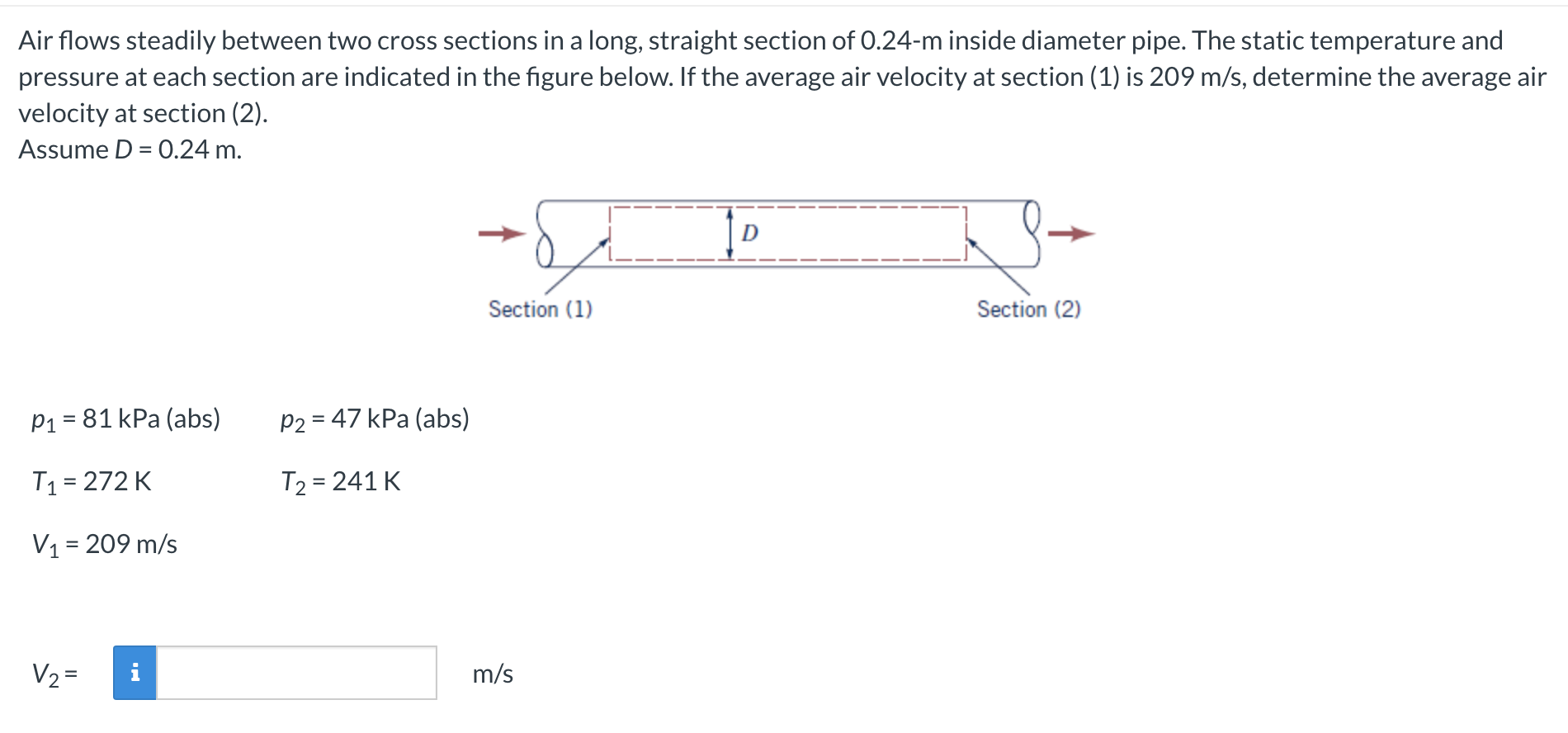Solved Air flows steadily between two cross sections in a | Chegg.com