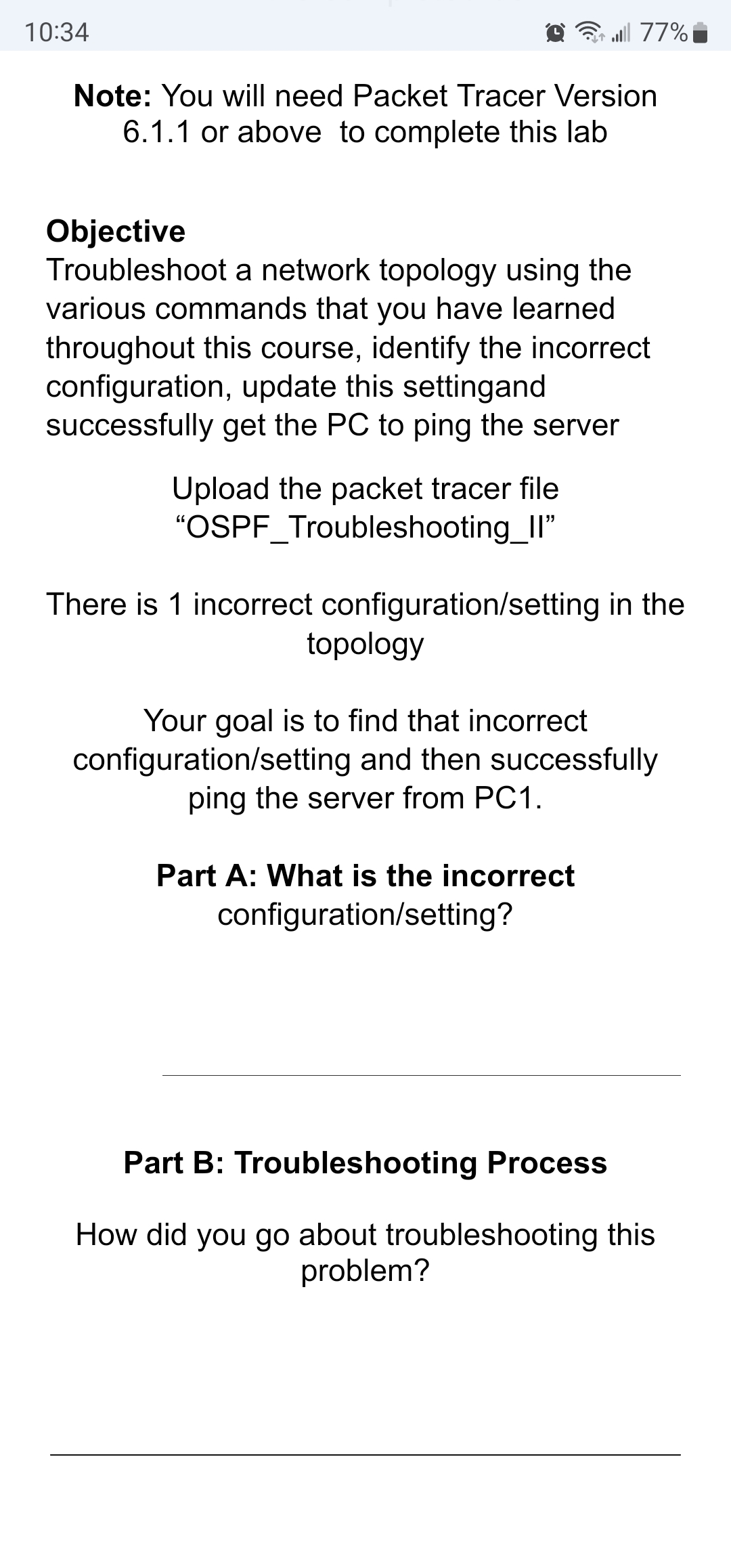 Solved ObjectiveTroubleshoot a network topology using the | Chegg.com
